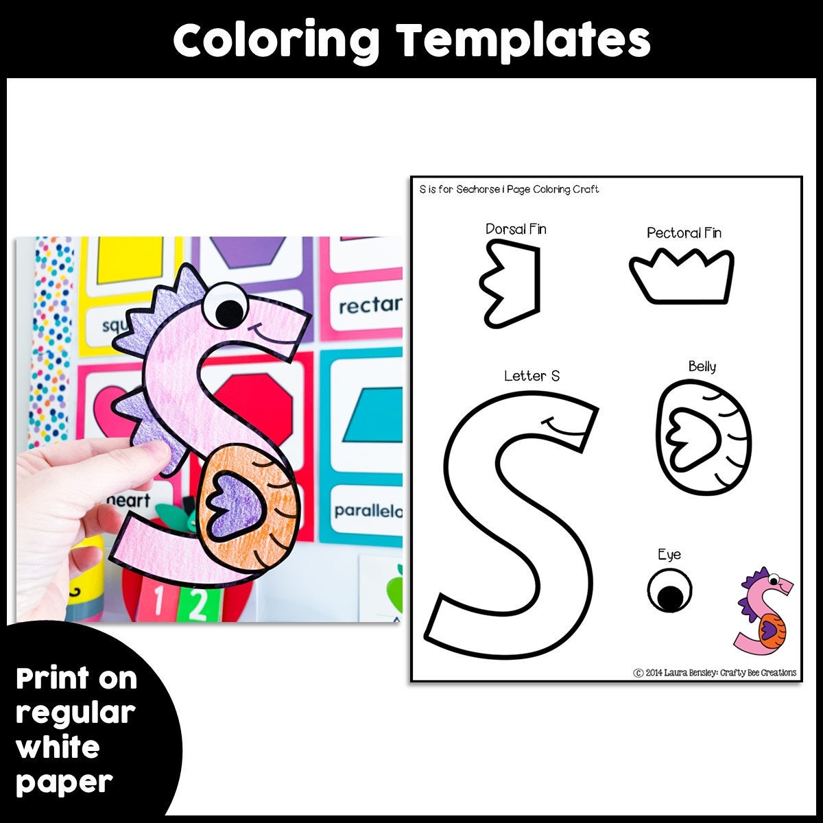 Letter S Craft Patterns Seahorse Craft Alphabet Crafts Uppercase Letter ...