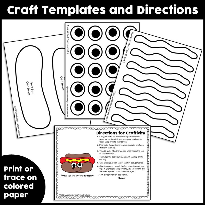 Hot Dog Craft Pattern | Camping Craft for Kids | Hot Dog Template ...