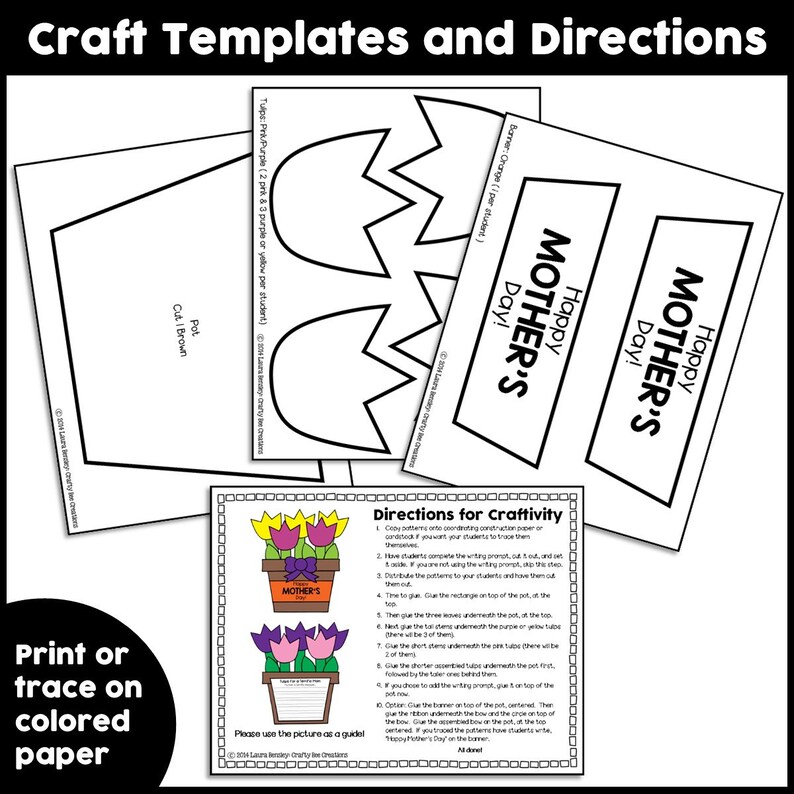 Mothers Day Craft | May Art Activities | Flower Template | Bulletin ...
