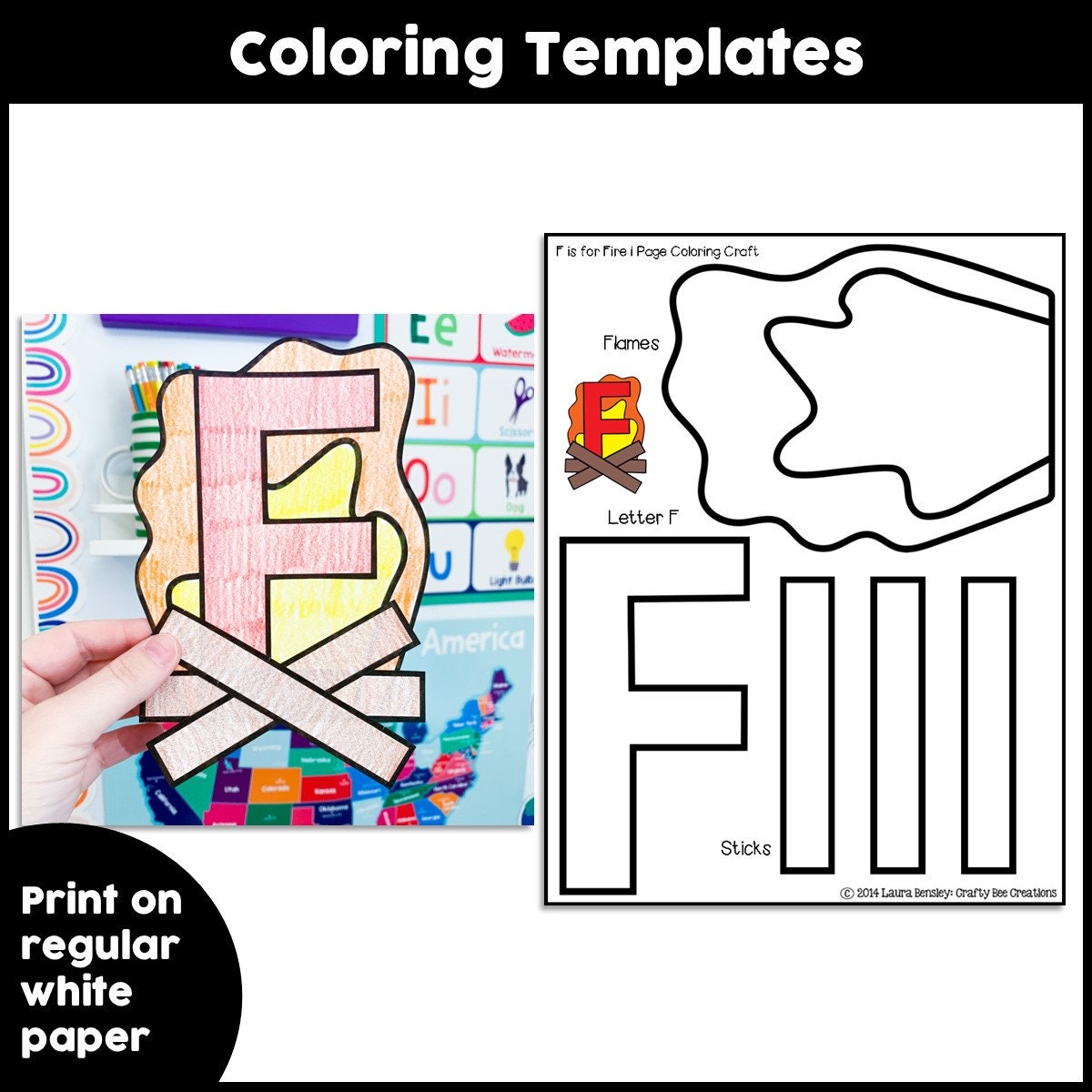 Letter F Craft Patterns | Fire Craft | Alphabet Crafts | Uppercase ...