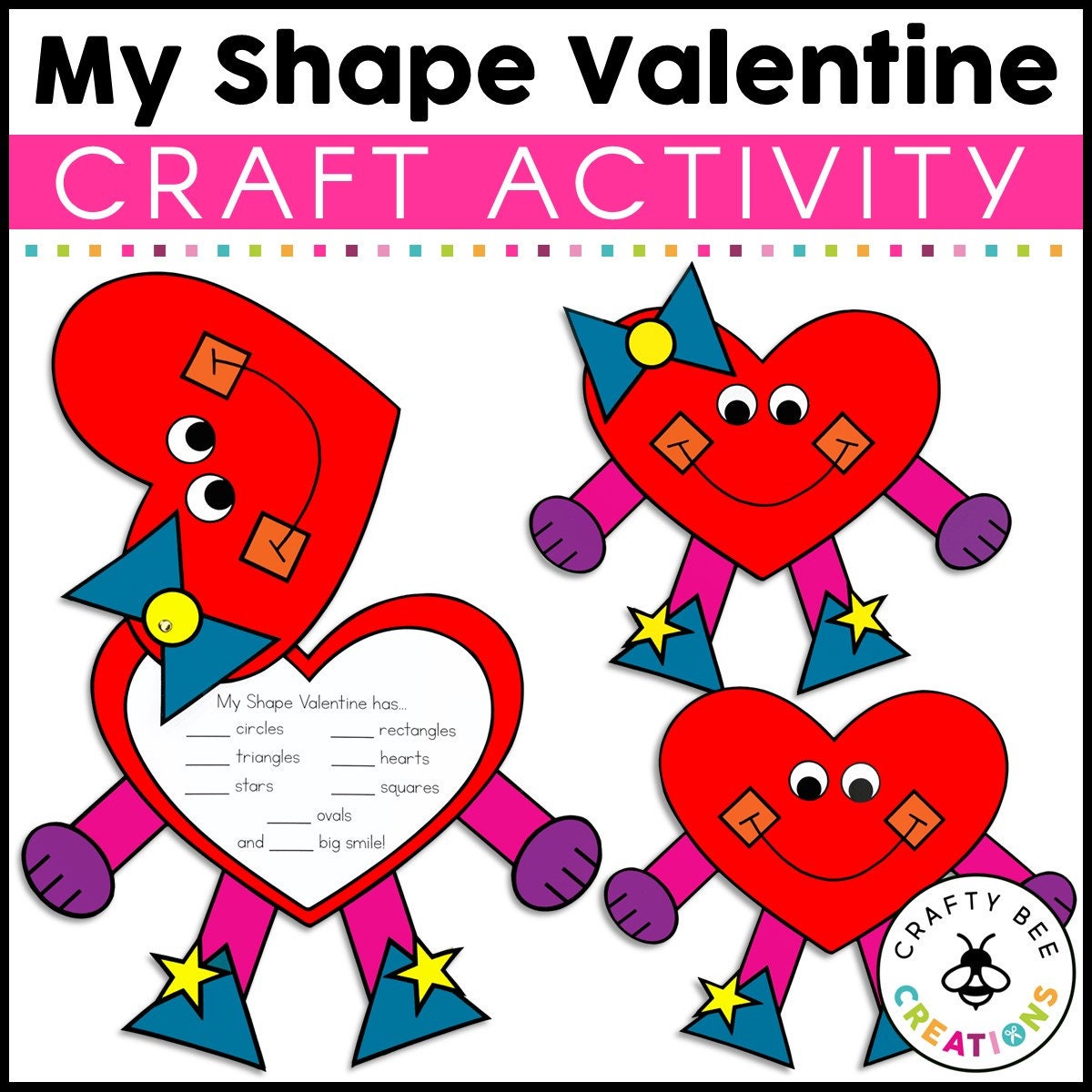 Valentines Day Heart Craft | Valentines Day Bulletin Board | Shape ...
