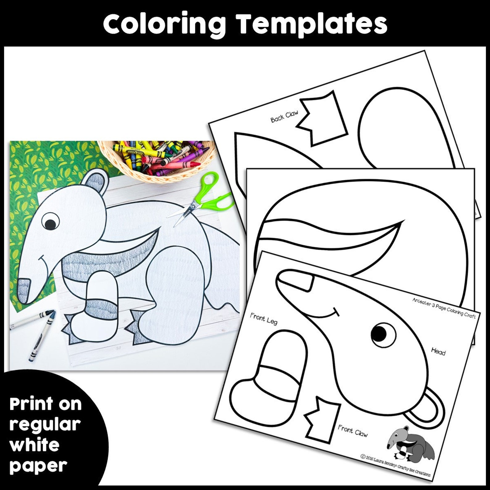 Anteater Craft | Rainforest | Jungle | Zoo Animals Craft Activities ...