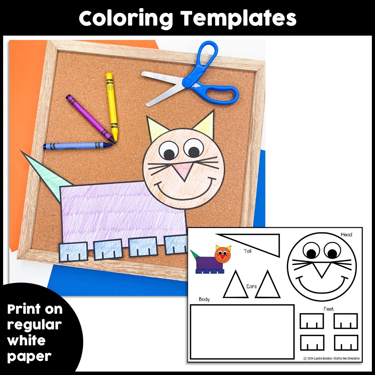 Shape Animal Craft Patterns | Cat Craft | Shape Activities | 2D Shapes ...