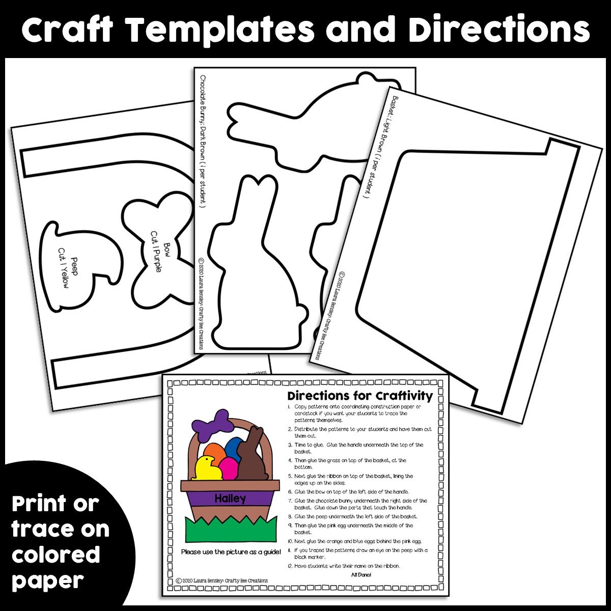 Easter Basket Printable Spring Craft March Craftivity Bulletin Board ...