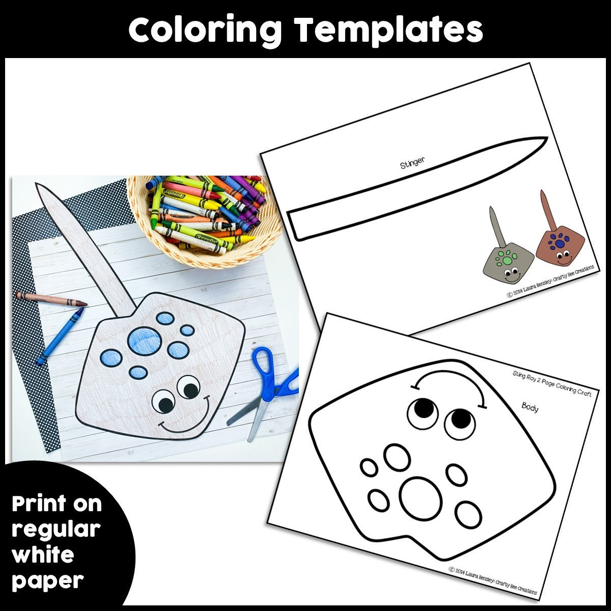 Sting Ray Craft Patterns | Ocean Animals Activity | Sea Life | Ocean ...