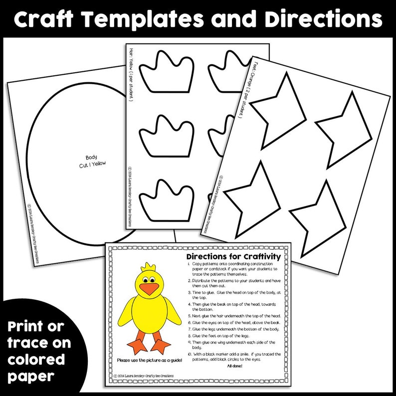 Easter Craft for Kids Chick Craft Patterns Life Cycle of a Chicken Farm ...