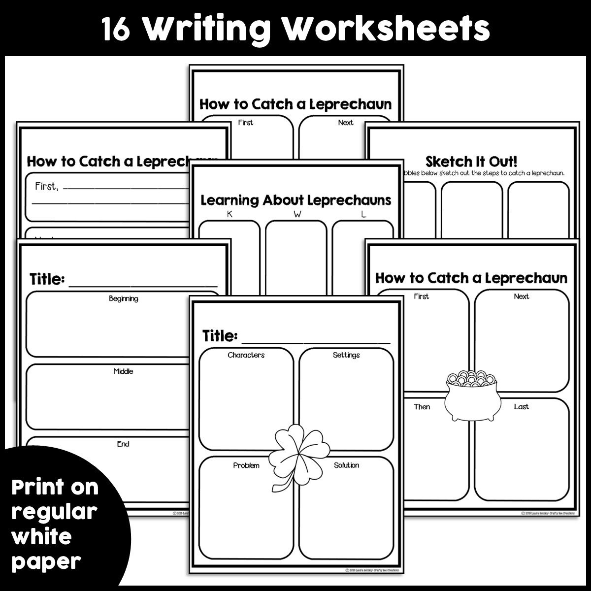 How to Catch a Leprechaun Craft Template | St Patricks Writing Prompts ...