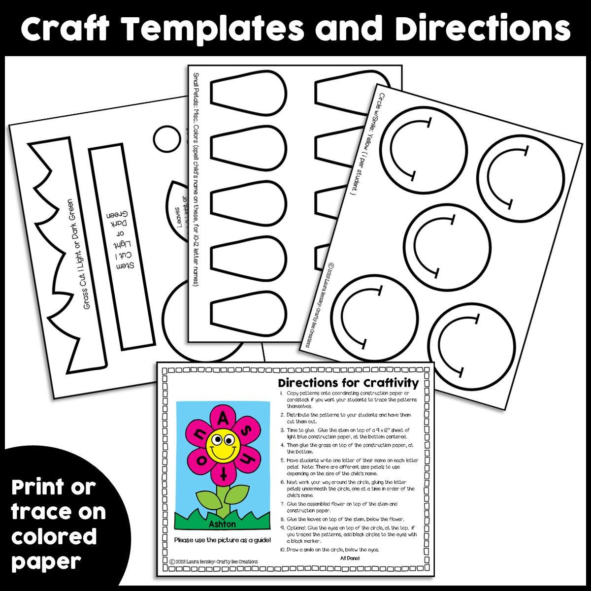 Spring Flower Name Craft Template Preschool Kindergarten Fine Motor ...