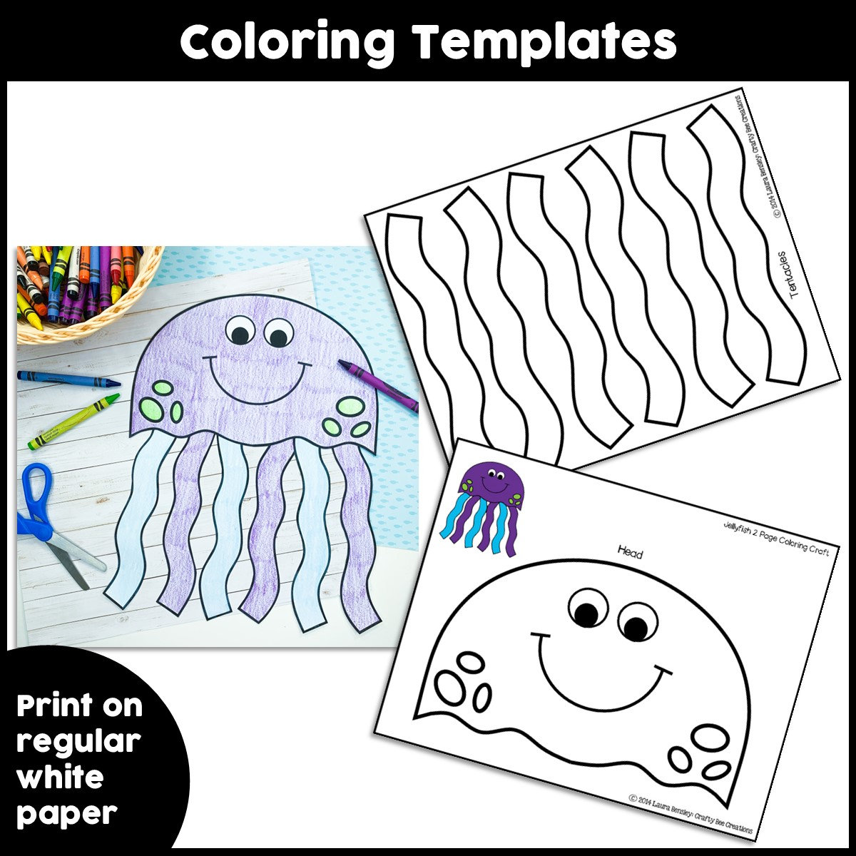 Jellyfish Craft Patterns | Ocean Animals Activity | Sea Life | Ocean ...