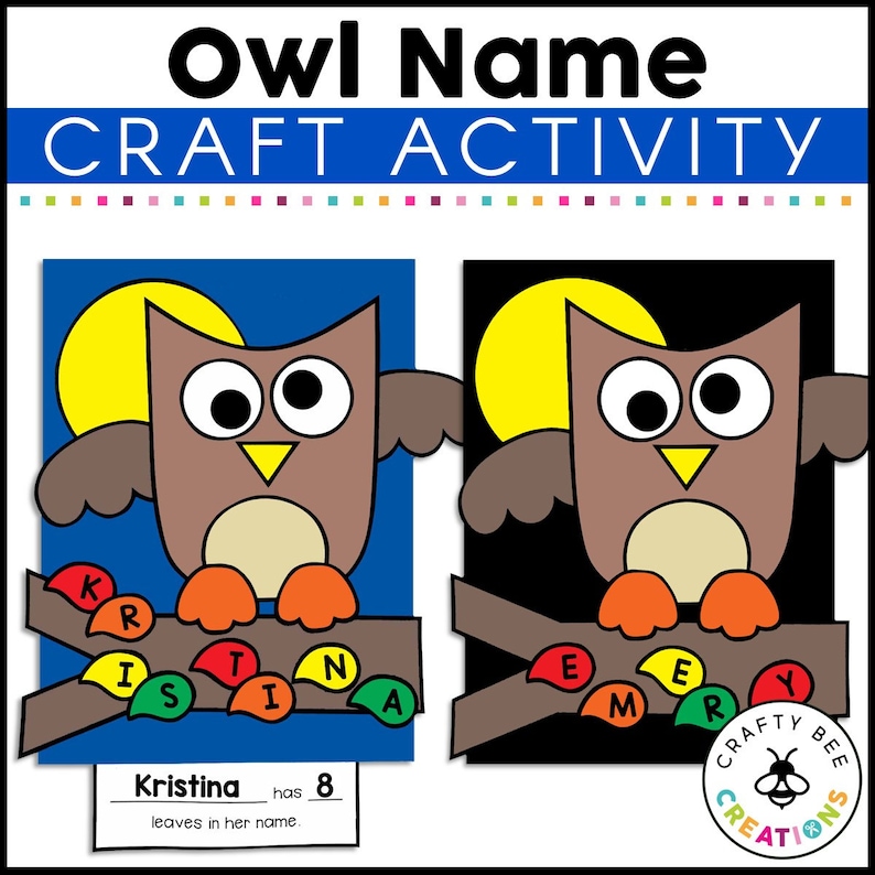Owl Name Craft | Fall Craft Activity | Fall Activities | Owl Moon | Owl ...