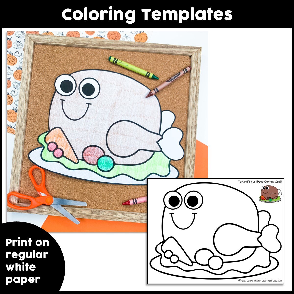 Turkey Dinner Craft | Thanksgiving Activities | Fall Bulletin Board ...