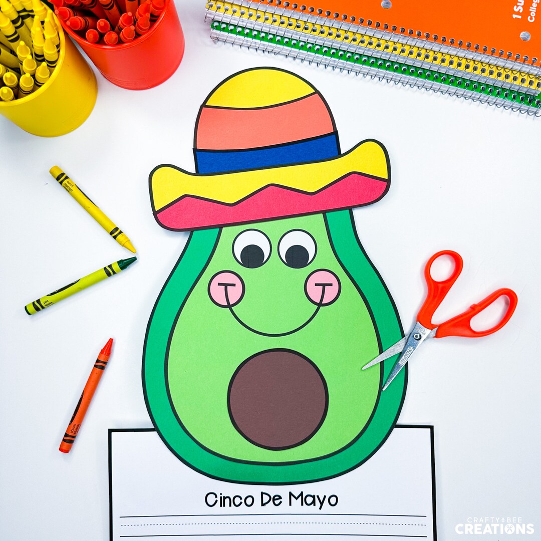 Cinco De Mayo Craft | Avocado Craft Template | May Writing Activities ...