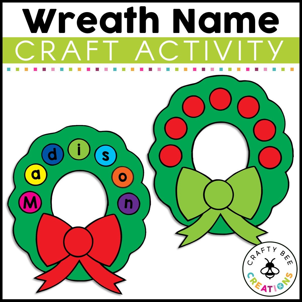Christmas Wreath Name Craft | Christmas Wreath Template | Christmas ...