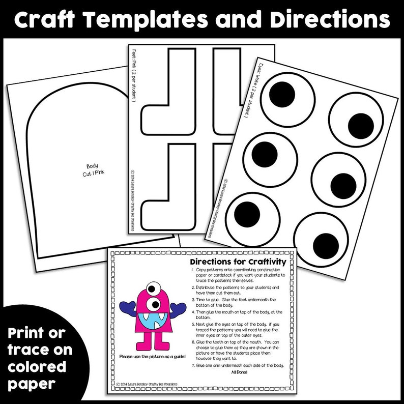 Monster Craft for Kids | Halloween Craft for Kids | Monster Template ...