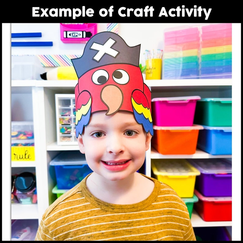 Pirate Parrot Hat Craft Template Crown Headband Kindergarten Activities ...