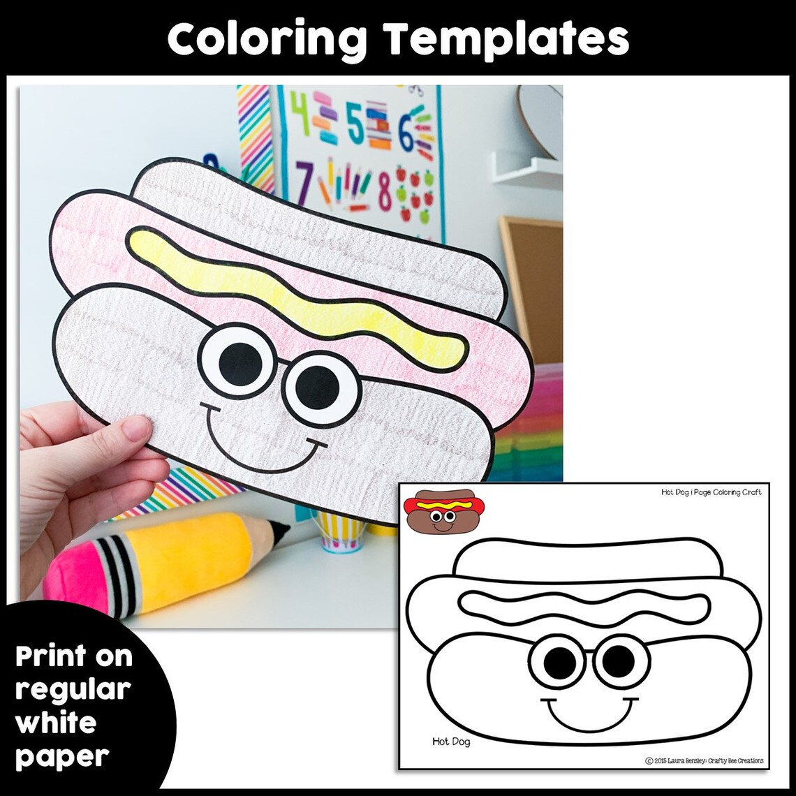 Hot Dog Craft Pattern | Camping Craft for Kids | Hot Dog Template ...