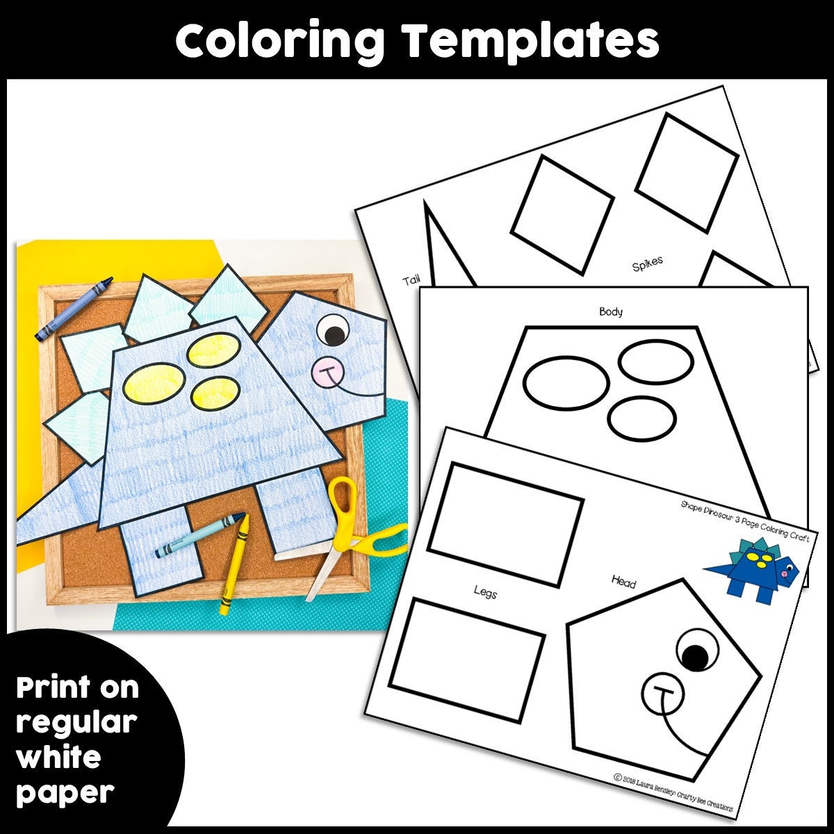 Dinosaur Shape Craft Template | Kindergarten | Preschool Activities ...