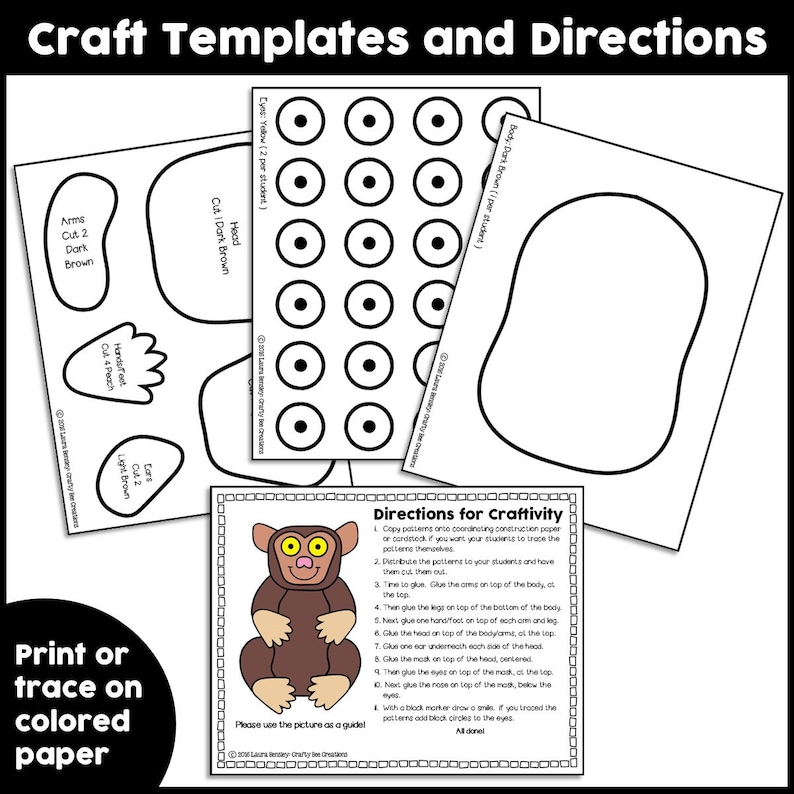 Tarsier Craft | Rainforest | Jungle | Zoo Animals Craft Activities ...