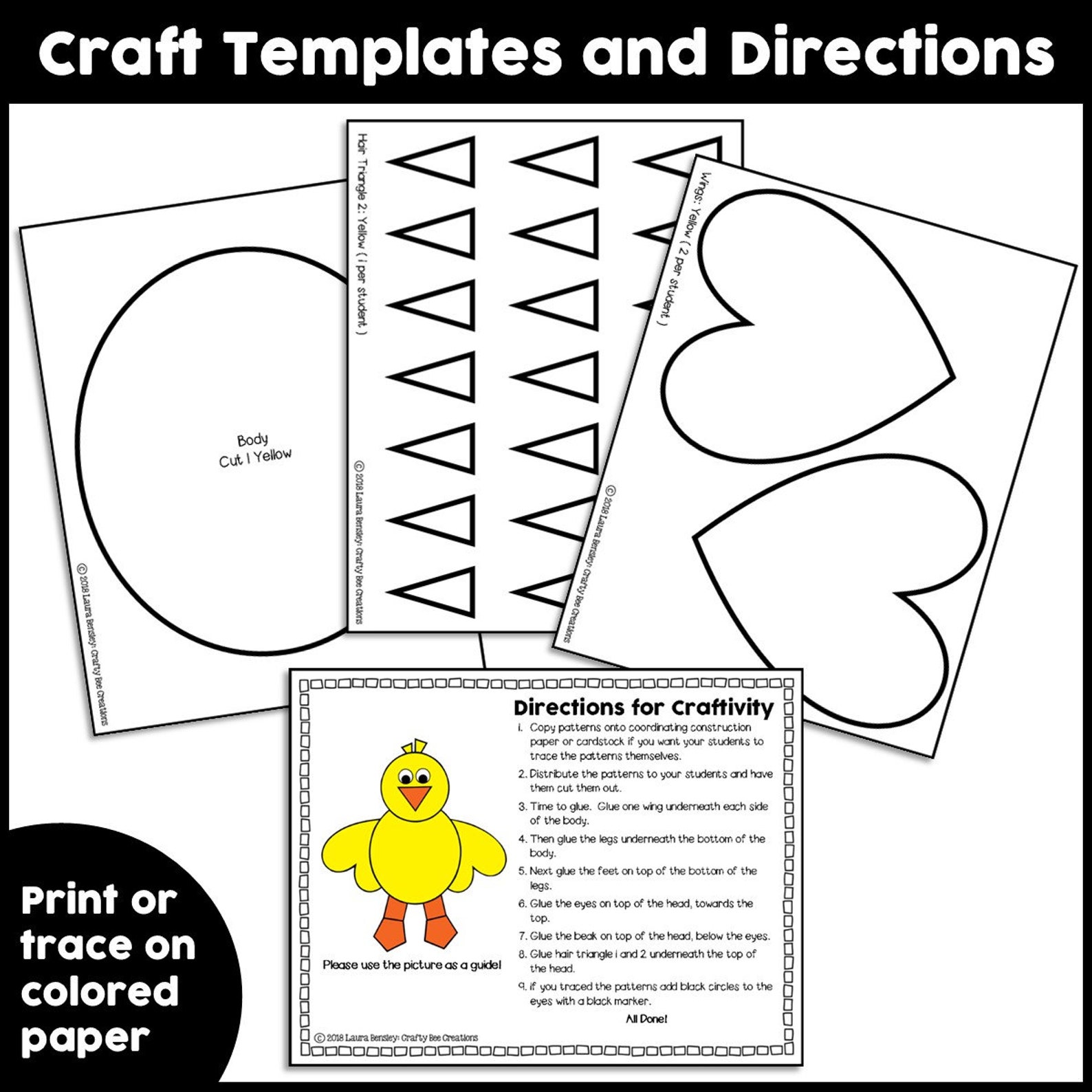 Shape Chick Craft Template | 2d Shapes | Life Cycle of a Chicken | Farm ...