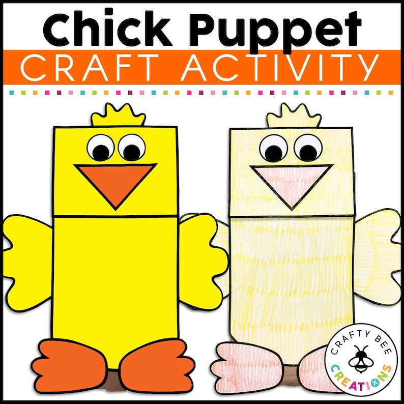 Chick Craft Template | Farm Animal Activities | Paper Bag Puppets ...
