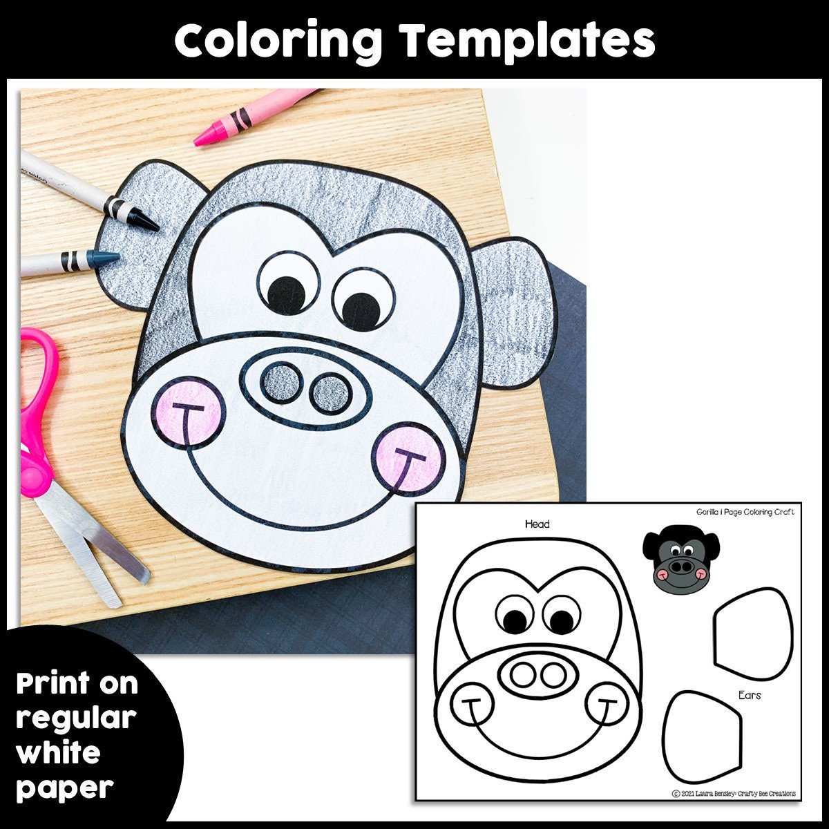 Gorilla Craft Patterns Zoo Animal Craft Zoo Animal Activities Jungle ...