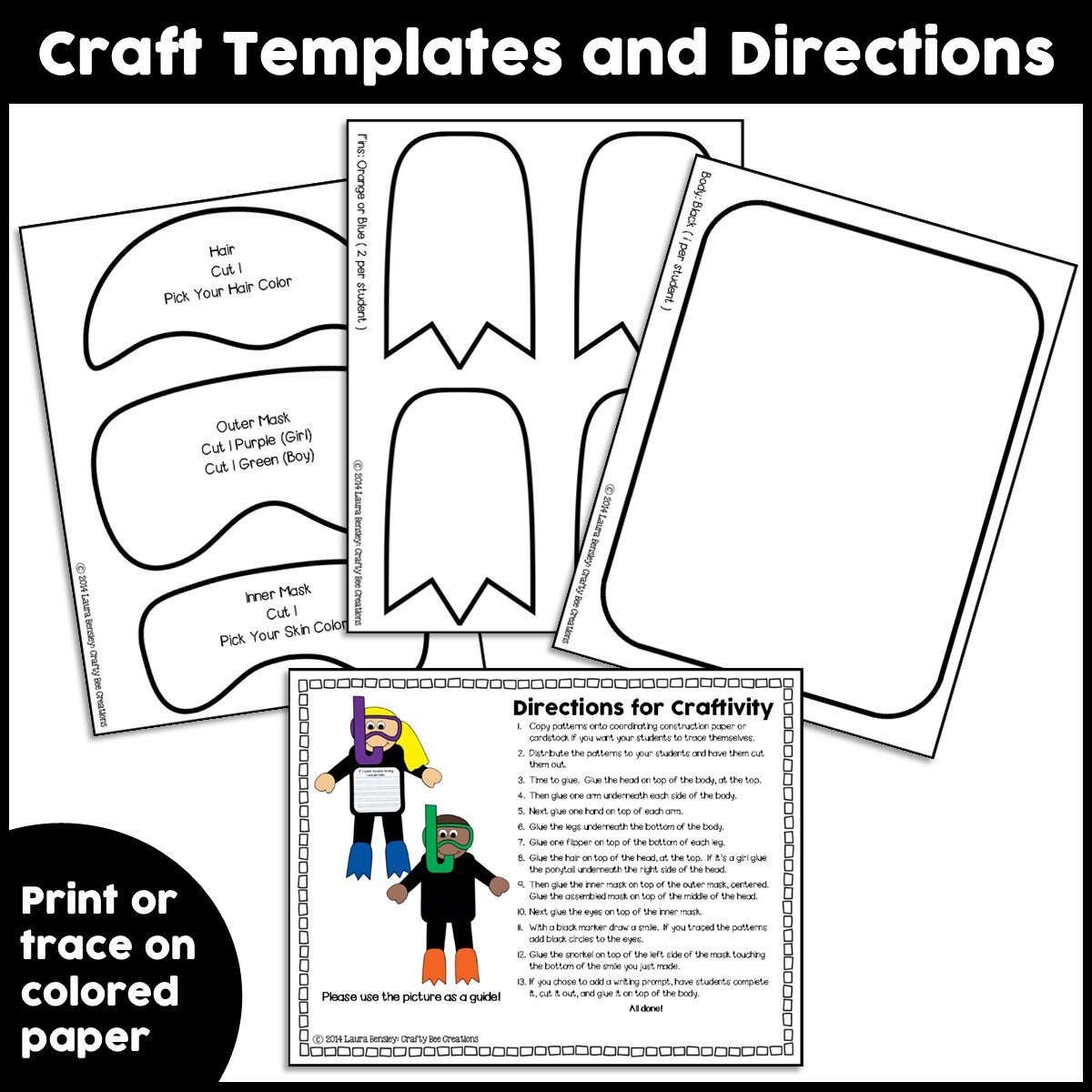 Scuba Diver Craft Patterns | End of the Year | Summer | Writing | Ocean ...
