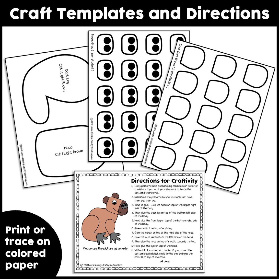 Capybara Craft | Rainforest | Jungle | Zoo Animals Craft Activities ...