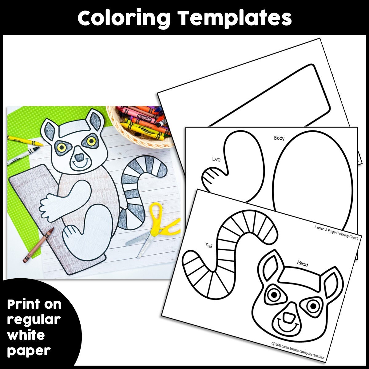 Lemur Craft Rainforest Jungle Zoo Animals Craft Activities Bulletin ...