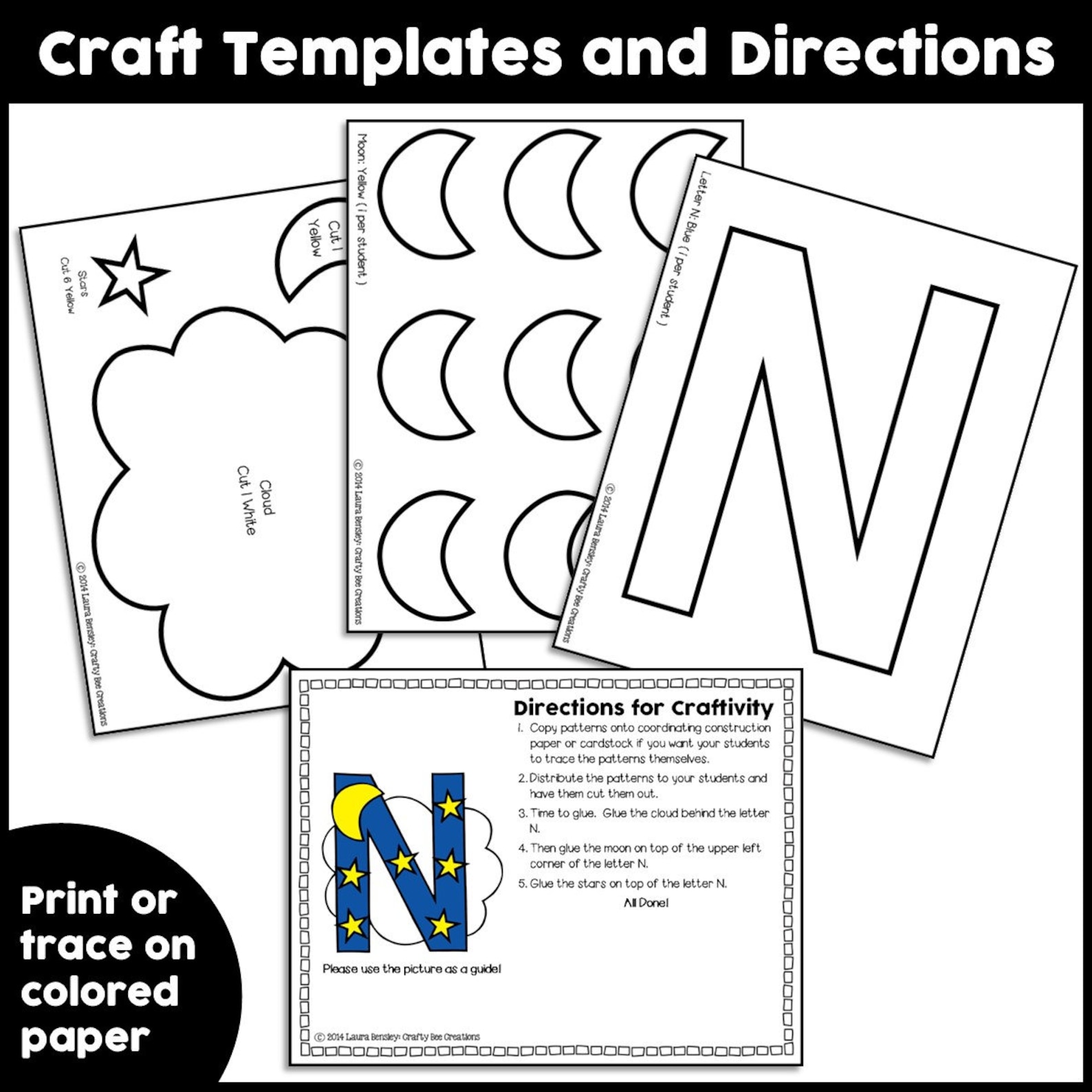 Letter N Craft Patterns | Night Craft | Alphabet Crafts | Uppercase ...