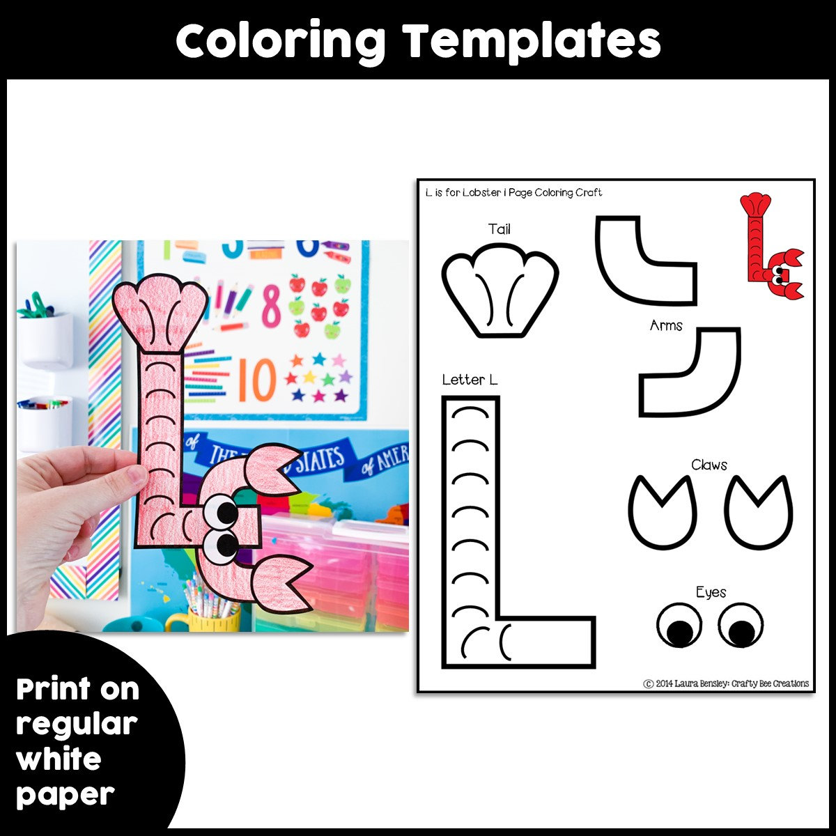 Letter L Craft Patterns | Lobster Craft | Alphabet Crafts | Uppercase ...