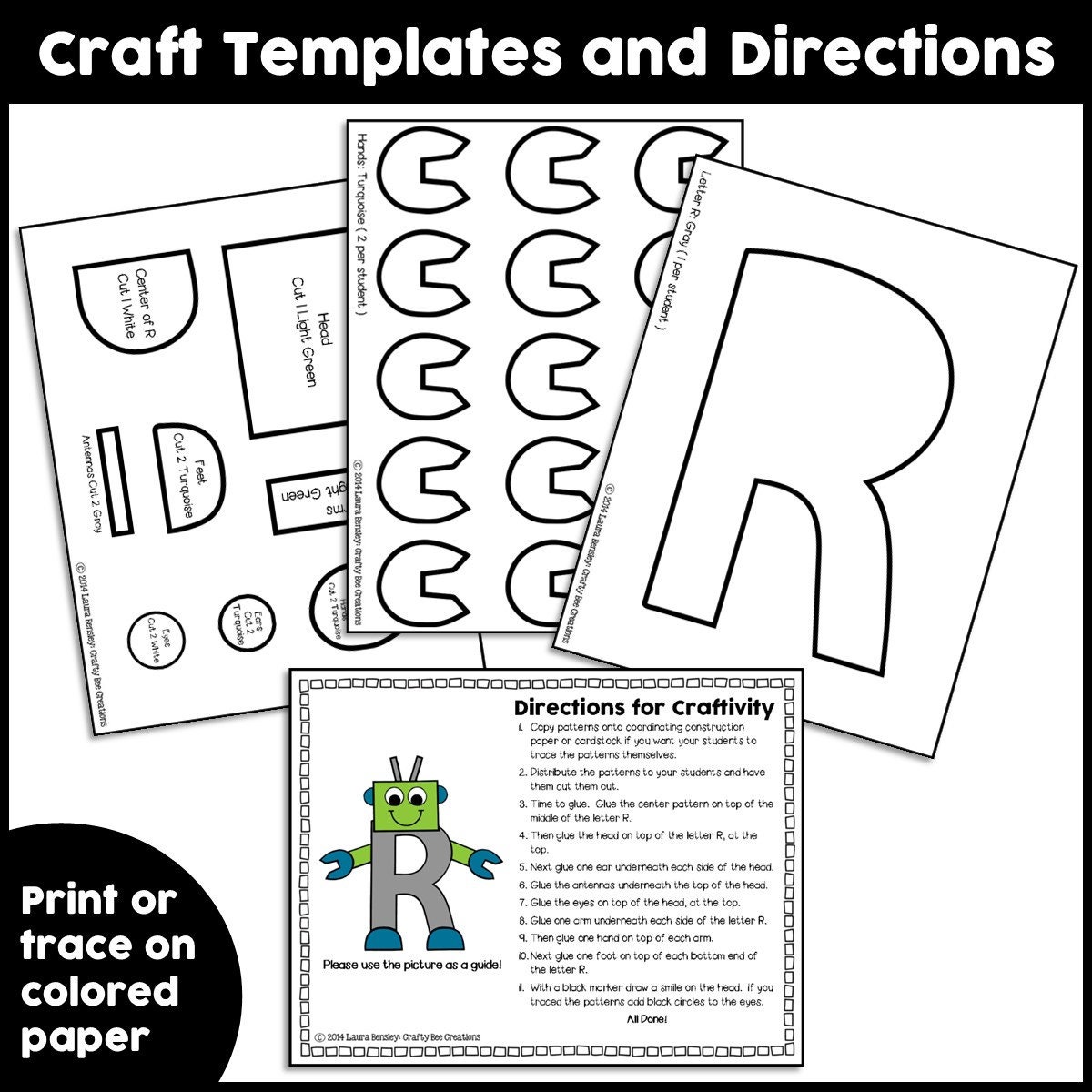 Letter R Craft Patterns | Robot Craft | Alphabet Crafts | Uppercase ...