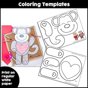 Valentines Day Monkey Craft Patterns | Valentines Day Activities ...