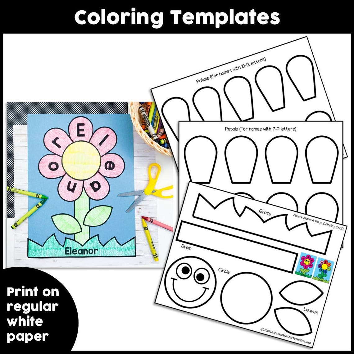 Spring Flower Name Craft Template Preschool Kindergarten Fine Motor ...