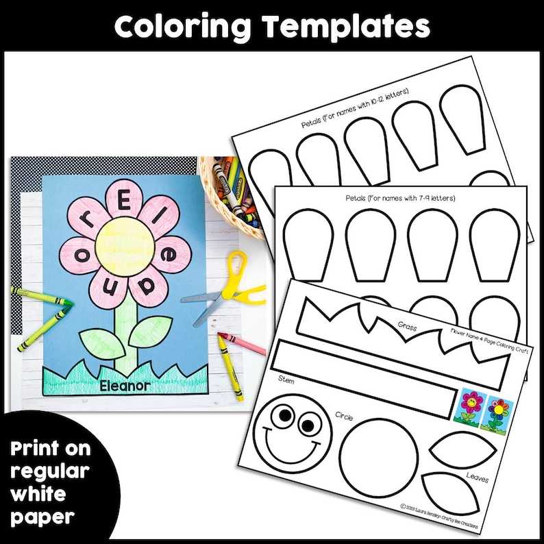 Spring Flower Name Craft Template Preschool Kindergarten Fine Motor ...
