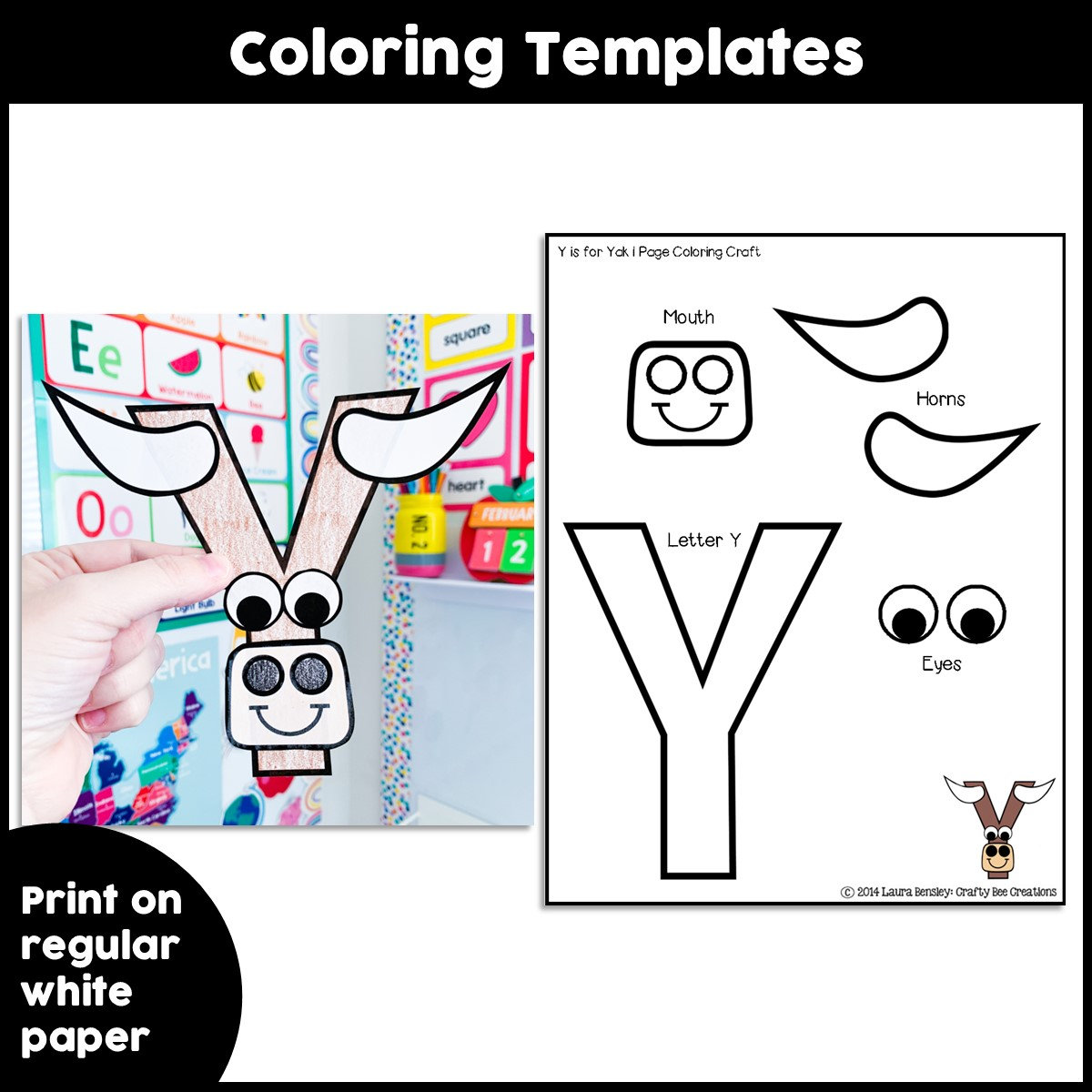Letter Y Craft Patterns | Yak Craft | Alphabet Crafts | Uppercase ...