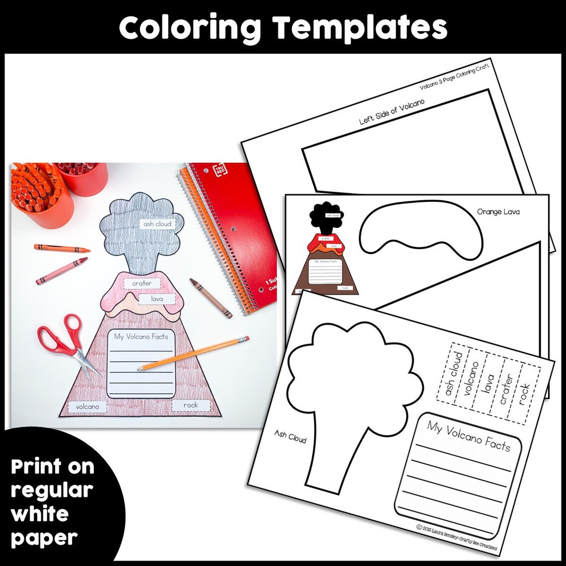 Volcano Craft for Kids | Volcano Template | Volcano Pattern | Natural ...