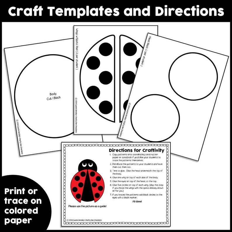 Ladybug Craft Patterns | Spring Craft Activity | Ladybug Life Cycle ...