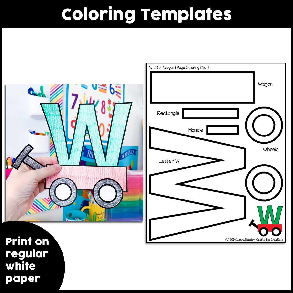 Letter W Craft Patterns | Wagon Craft | Alphabet Crafts | Uppercase ...