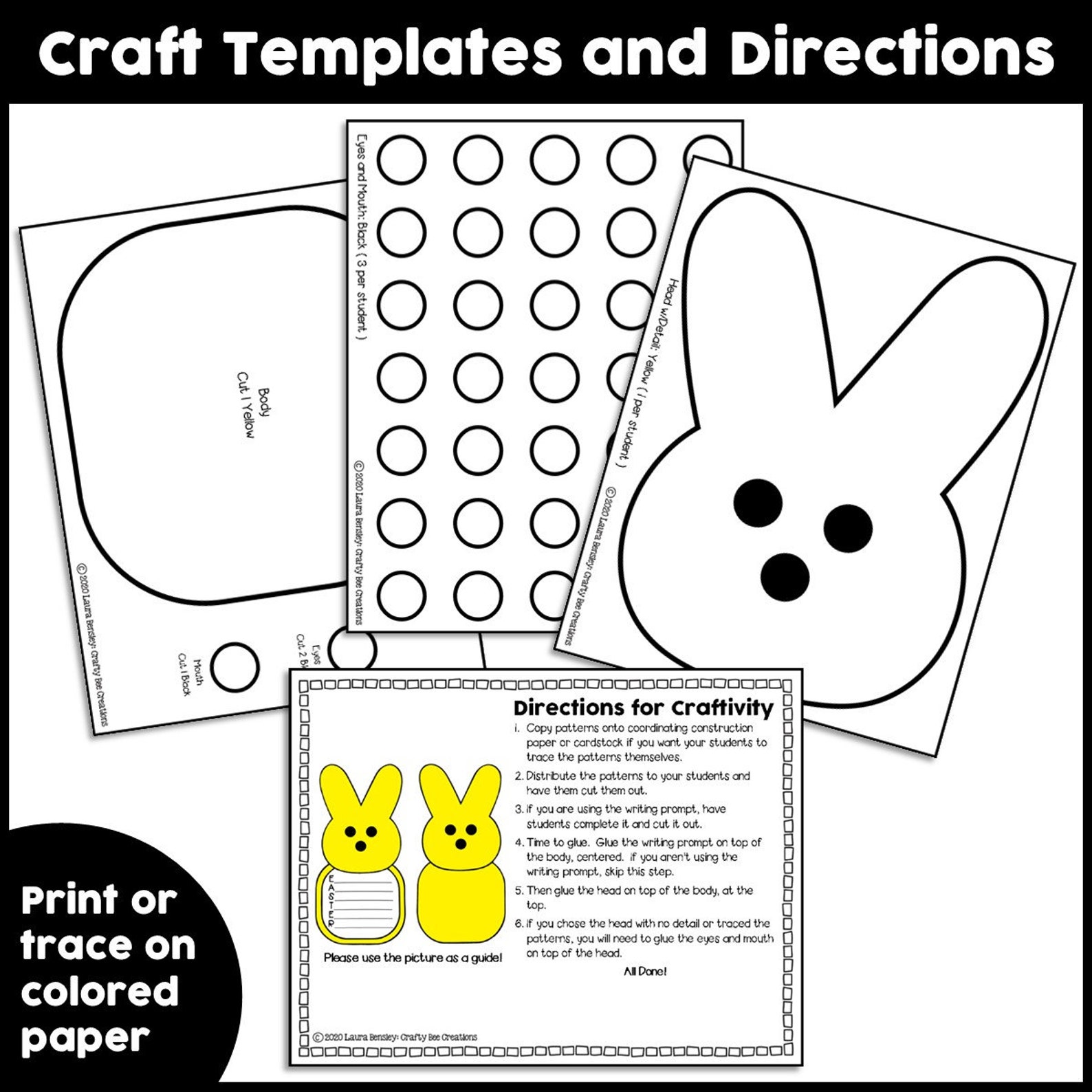 Easter Peep Craft Template | Acrostic Poem Activity | Spring Bulletin ...