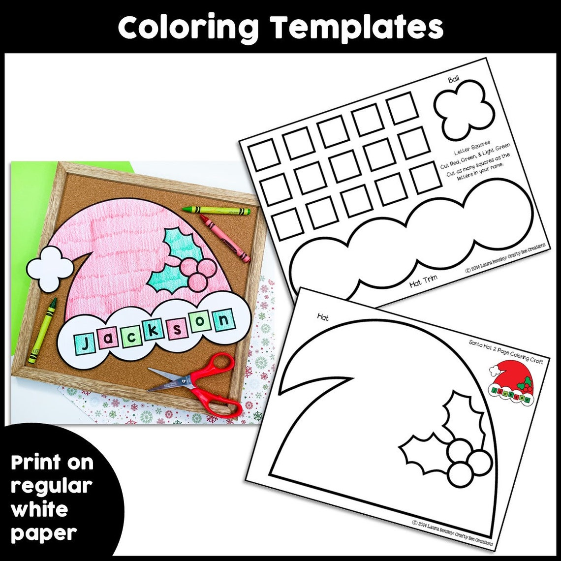 Santa Name Hat Craft | Santa Hat Template | Christmas Activities | Name ...