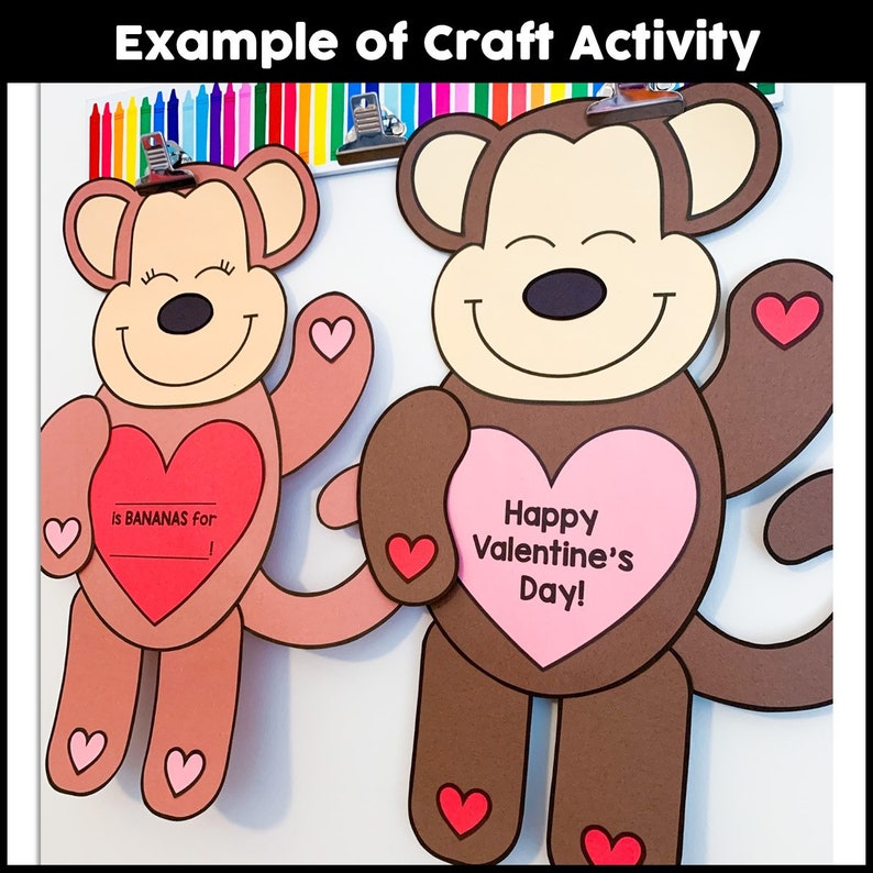 Valentines Day Monkey Craft Patterns | Valentines Day Activities ...