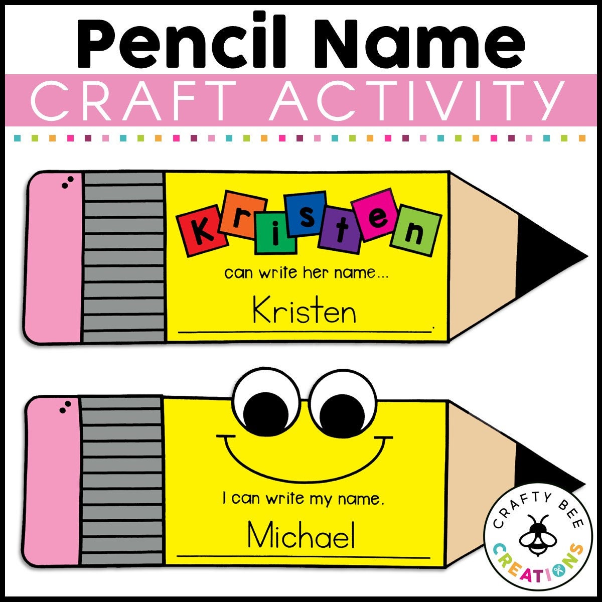 Pencil Name Craft | Back to School Craftivity | Letter Recognition ...