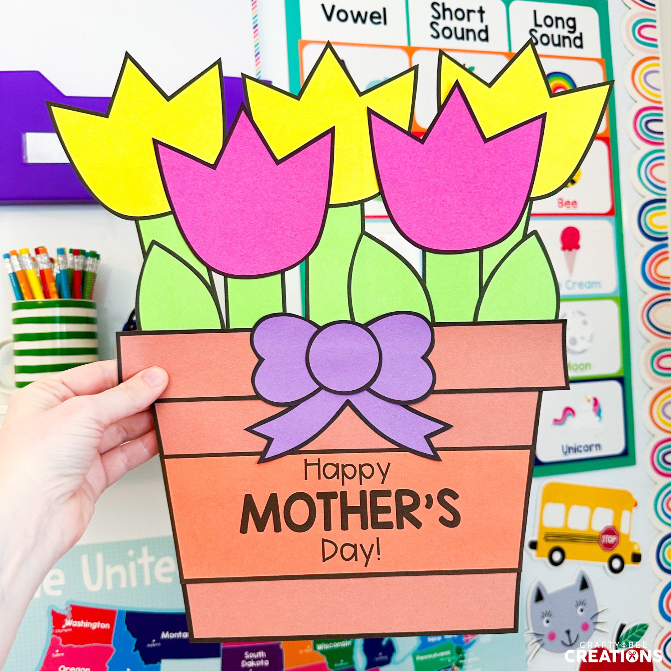 Mothers Day Craft | May Art Activities | Flower Template | Bulletin ...