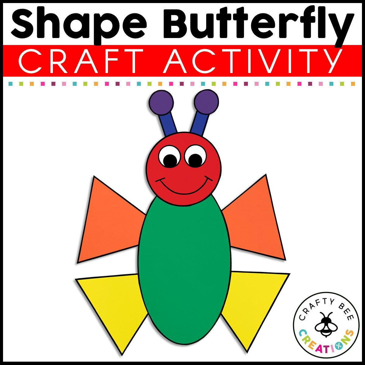 Shape Animal Craft Patterns | Butterfly Craft | Shape Activities | 2D ...