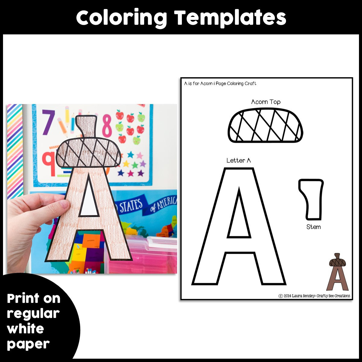 Letter A Craft Patterns | Acorn Craft | Alphabet Crafts | Uppercase ...