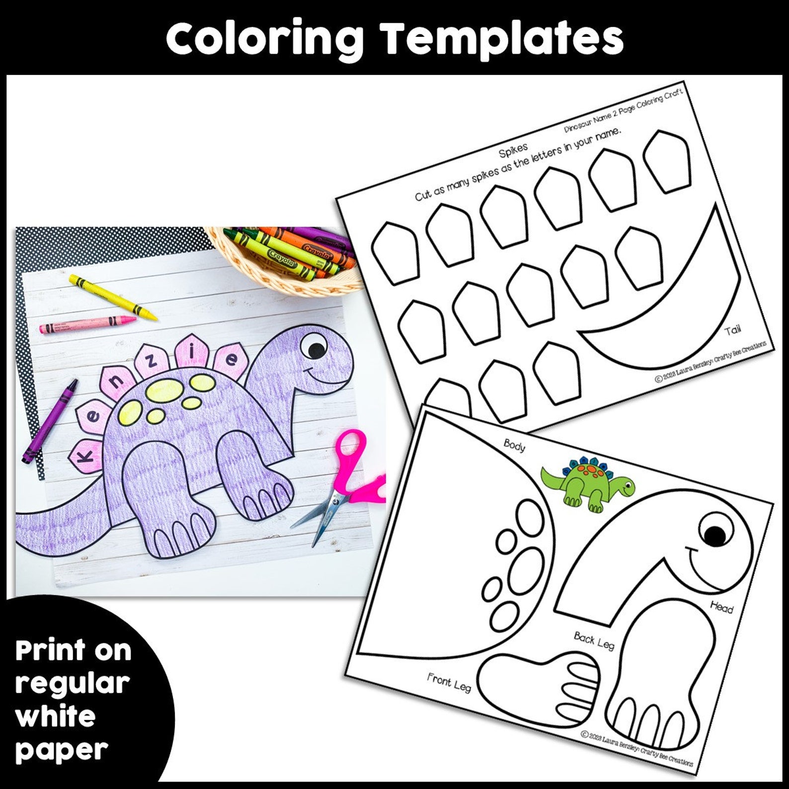 Dinosaur Name Craft for Kids | Dinosaur Activities | Bulletin Board | Editable | Dinosaur ...