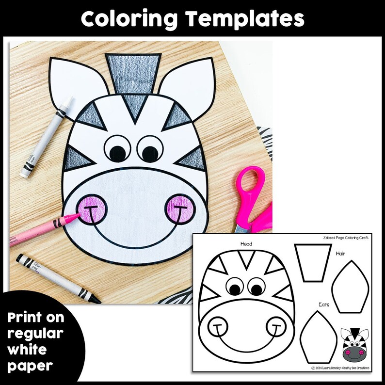 Zebra Craft Patterns | Zoo Animal Craft | Zoo Animal Activities ...