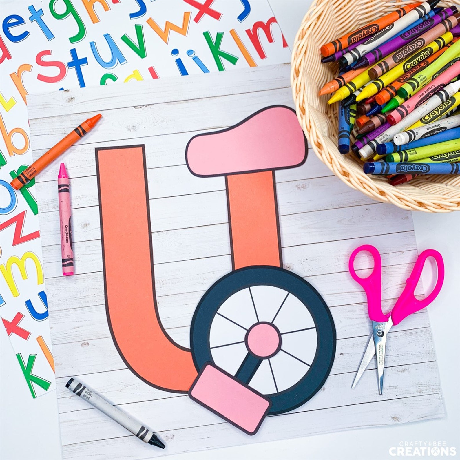 Letter U Craft Patterns | Unicycle Craft | Alphabet Crafts | Uppercase ...