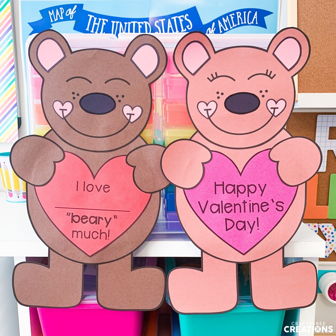 Valentines Day Bear Craft Patterns Valentines Day Activities - Etsy
