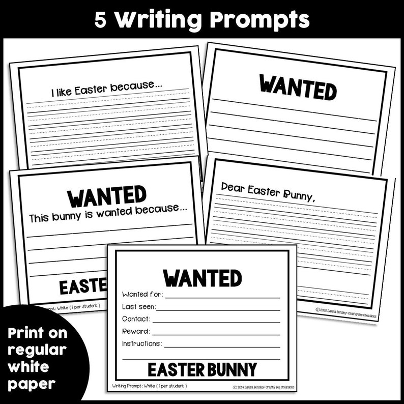 Easter Bunny Craft Template | Spring Writing Prompts | March Bulletin ...